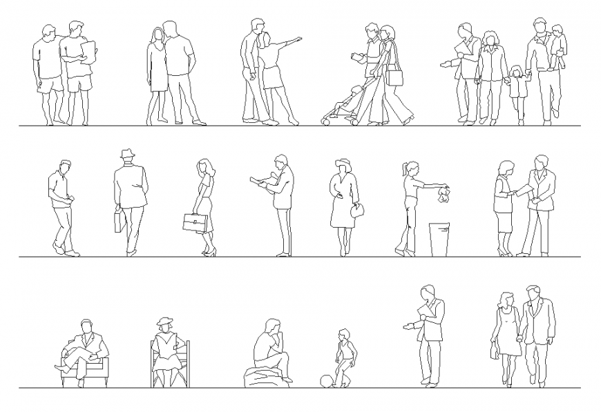 Cad Blocks Of People Detail Elevation 2d View Dwg File Cadbull